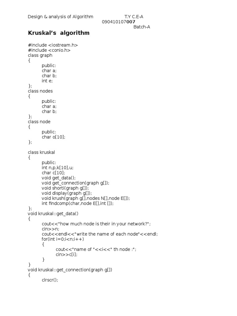 Kruskal | PDF | Mathematical Relations | Computational Science