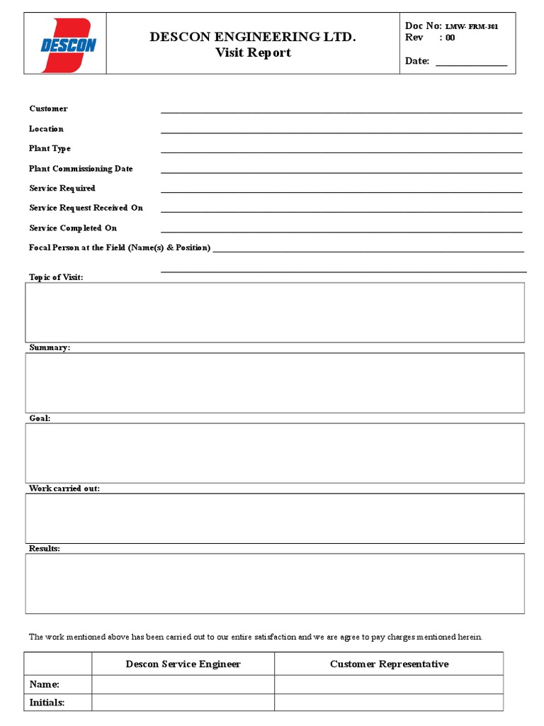 Descon Engineering Ltd. Visit Report: Doc No: Rev: Date | PDF