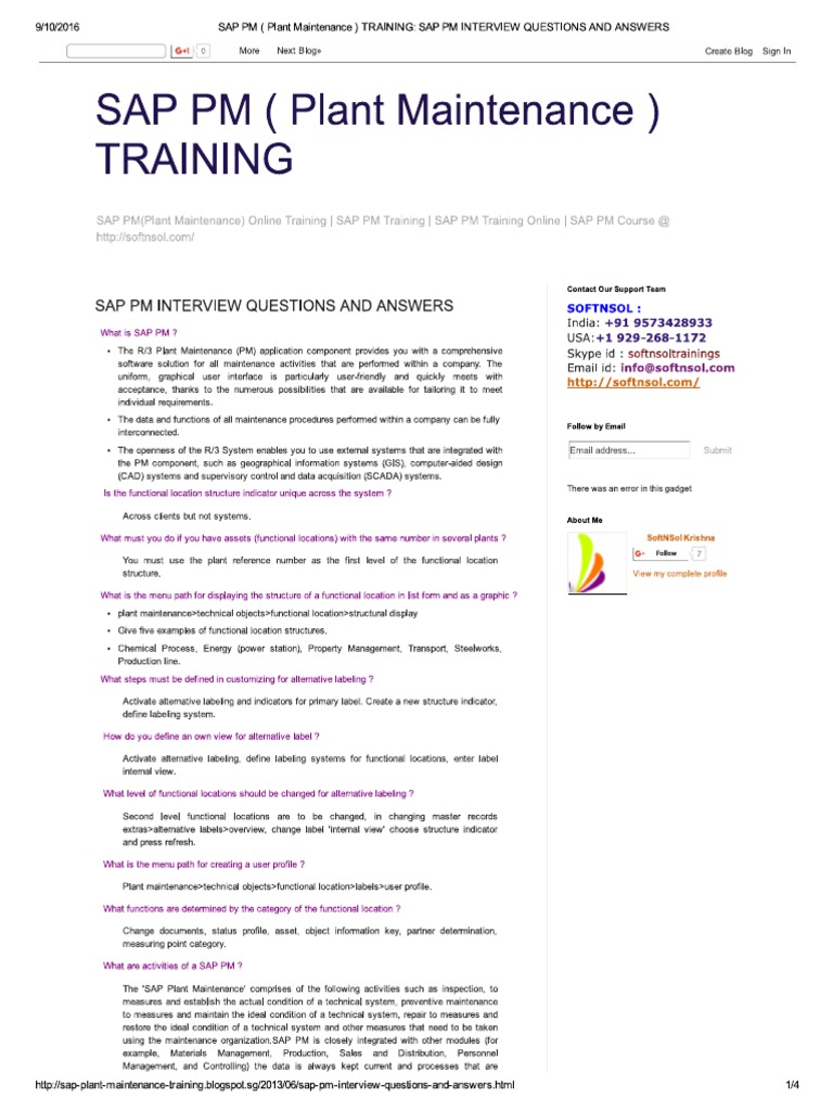 SAP PM Interview Question | PDF