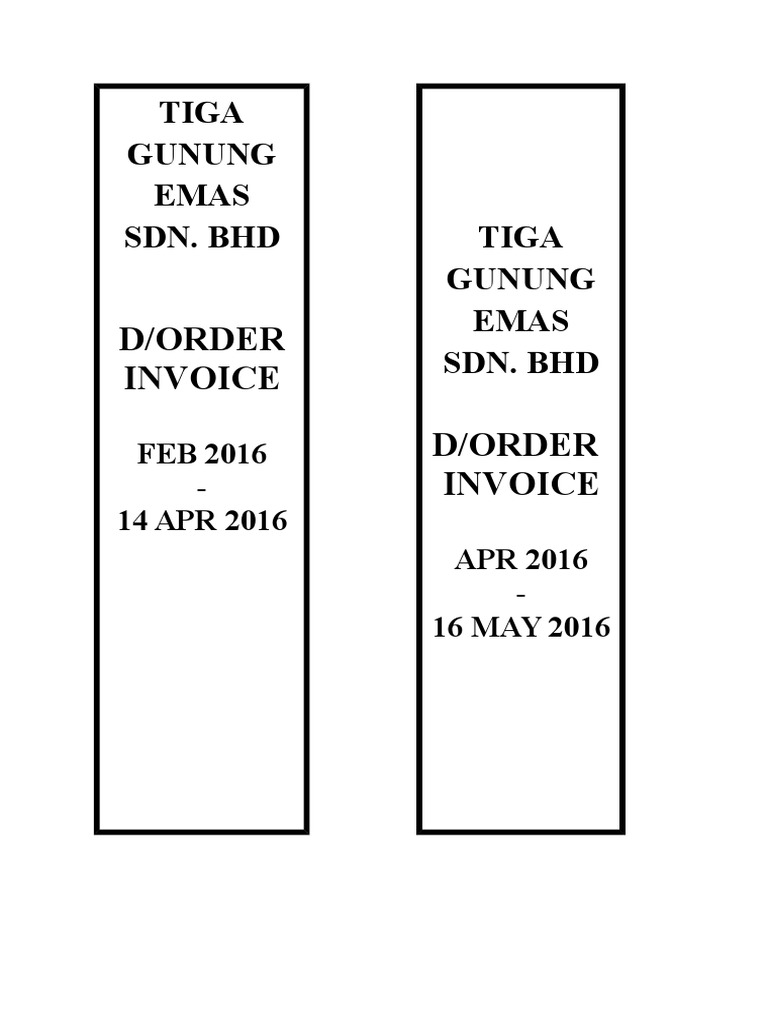 D/Order Invoice: Tiga Gunung Emas Sdn. BHD | PDF