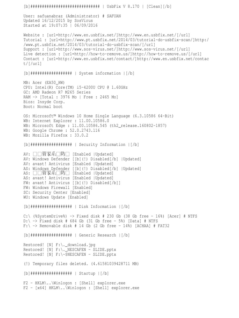 UsbFix Report | Download Free PDF | Computer Related Introductions | Computing