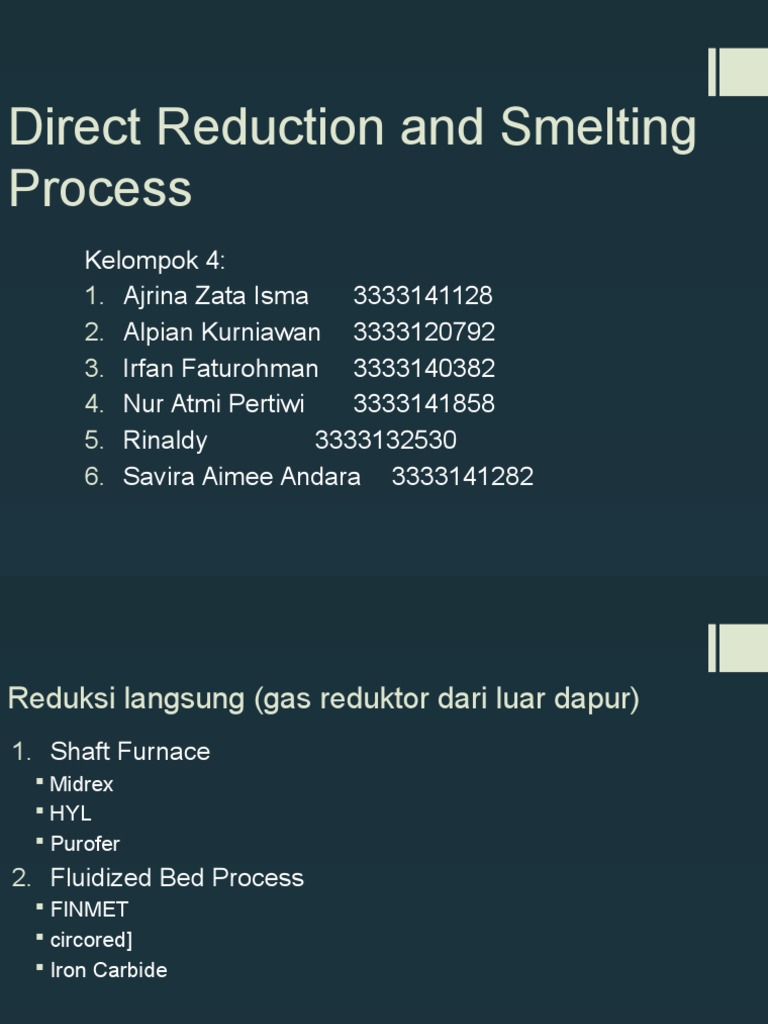 Direct Reduction and Smelting Process | PDF