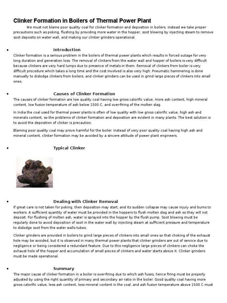 Clinker Formation in Boilers.docx | Boiler | Coal