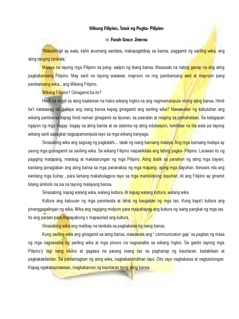 Wikang Filipino Talumpati | PDF