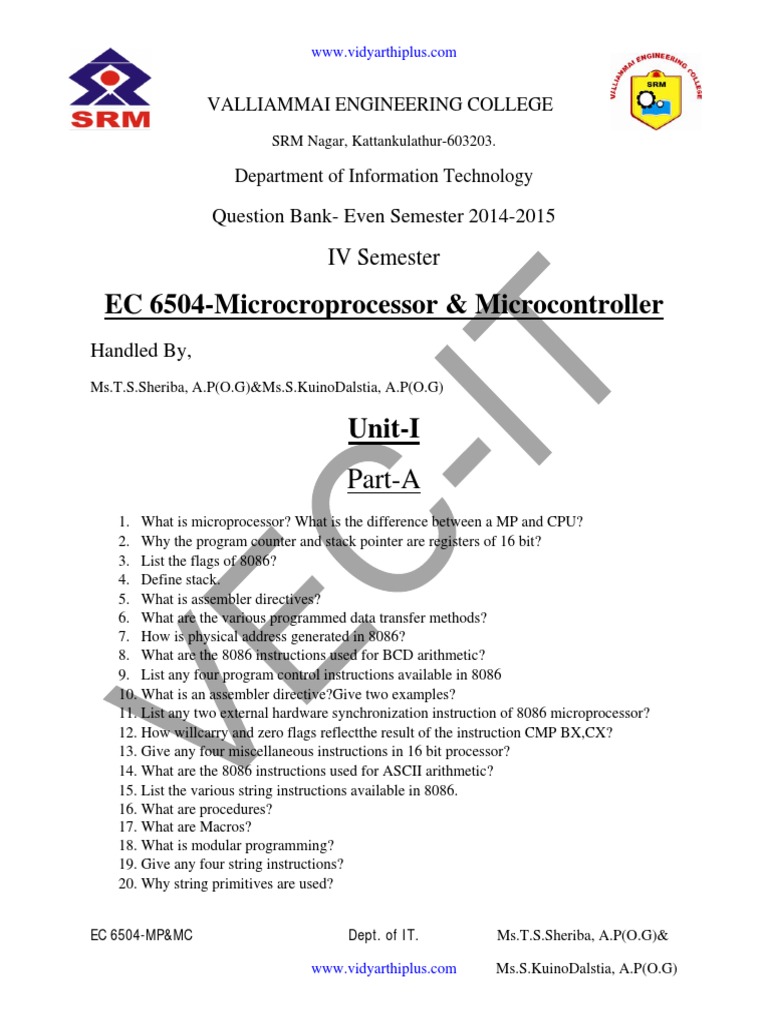 EC6504-Microcroprocessor and Microcontroller QB | Download Free PDF | Central Processing Unit ...