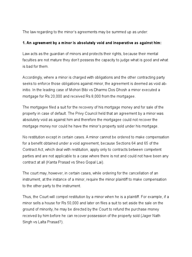 Minor Agreements and Legal Protections | PDF | Estoppel | Guarantee
