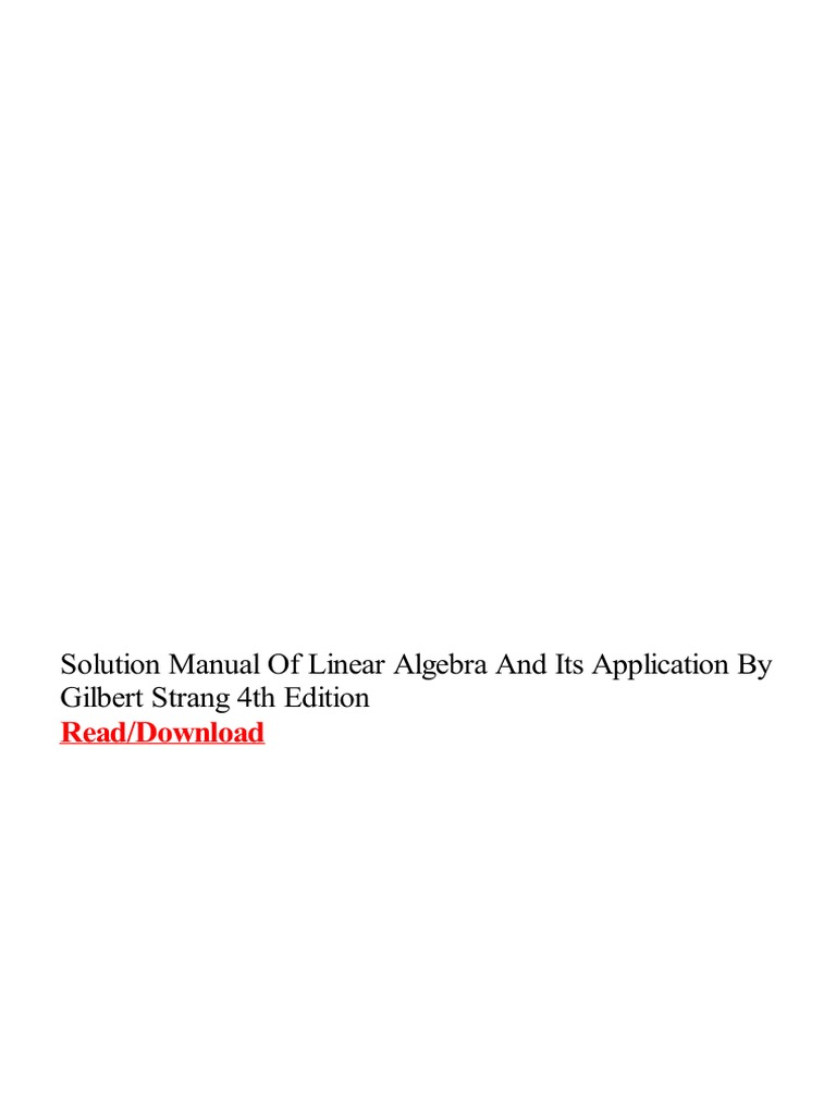 Solution Manual of Linear Algebra and Its Application by Gilbert Strang ...