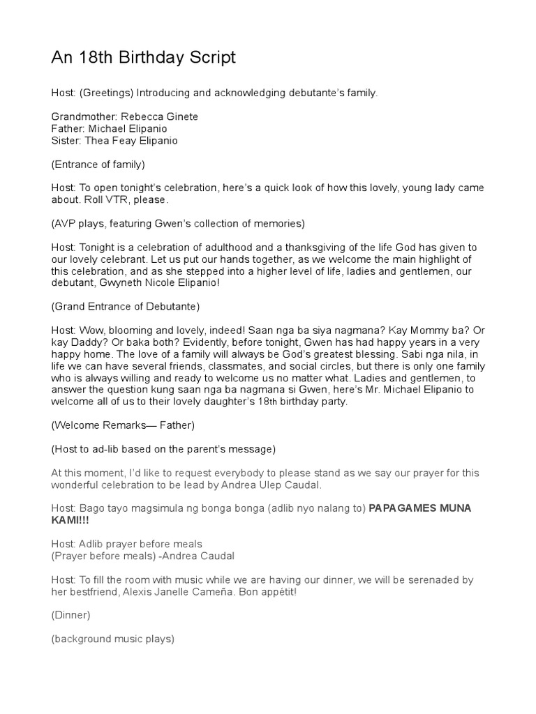 An 18th Birthday Script: KAMI!!! | PDF | Birthdays | Observances