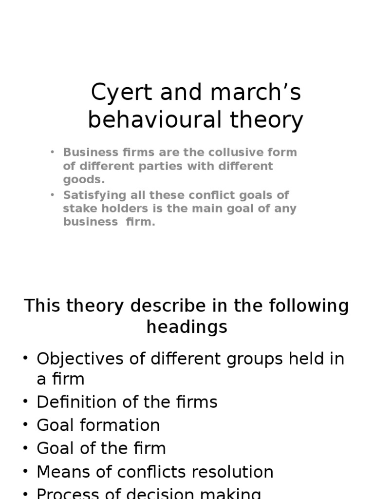 Cyert and March's Behavioural Theory | PDF | Profit (Accounting) | Business