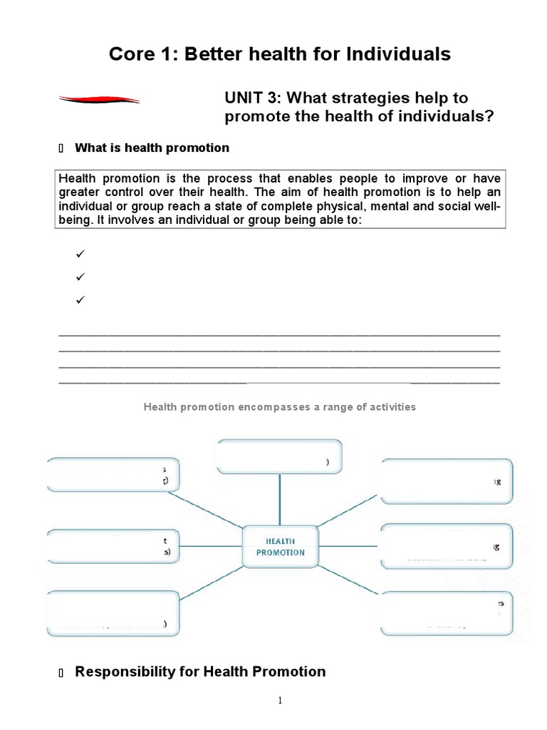 Unit 3 Worksheets | Health Promotion | Lifestyle (Sociology)