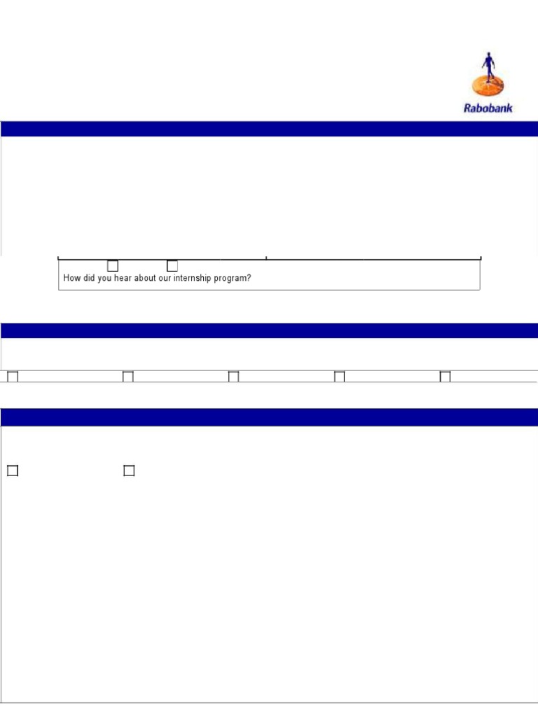 Rabobank Internship: Application Form | PDF
