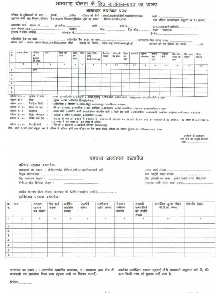 Bhamashah Form | PDF