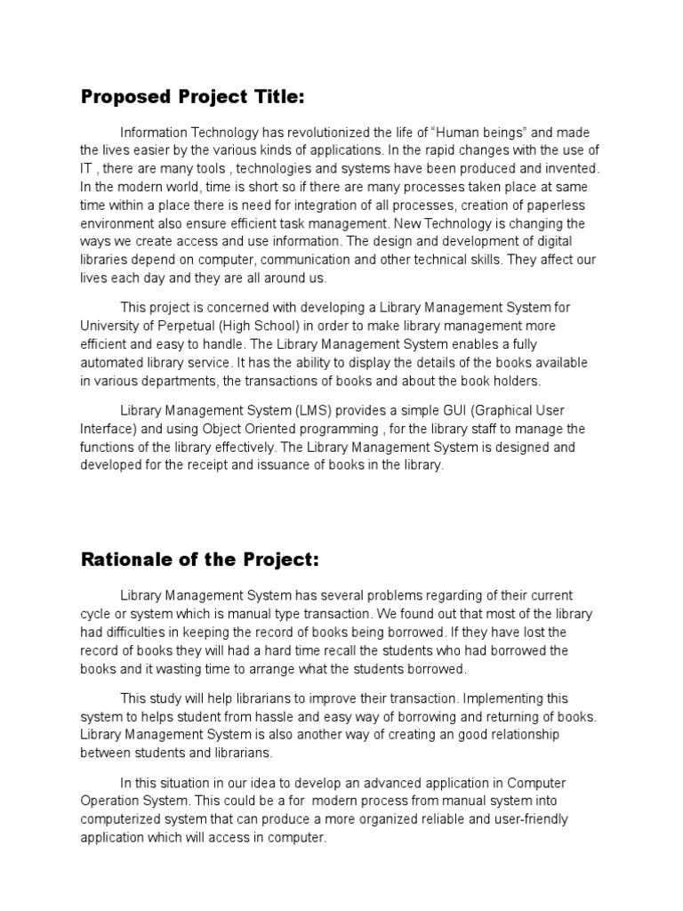 Proposed Project Title | PDF | Graphical User Interfaces | Library ...