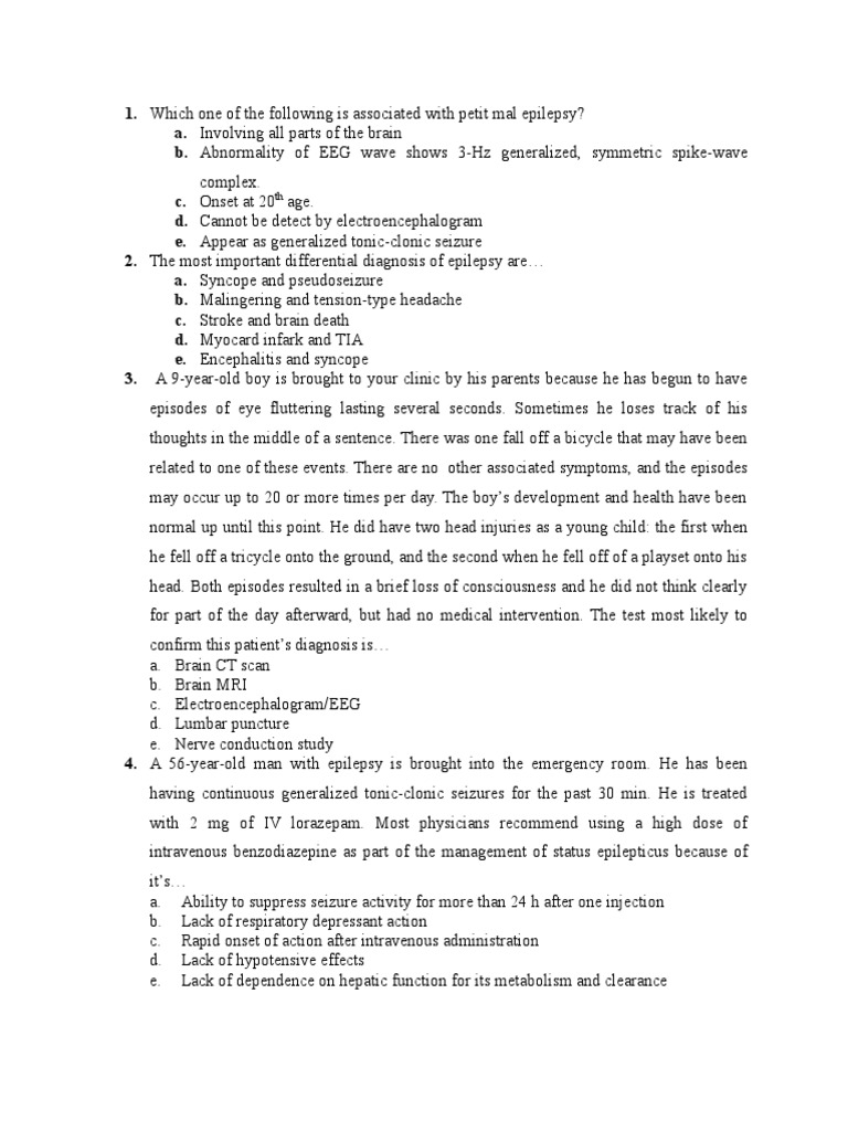 Contoh Soal Epilepsy and Seizure | PDF | Epilepsy | Electroencephalography