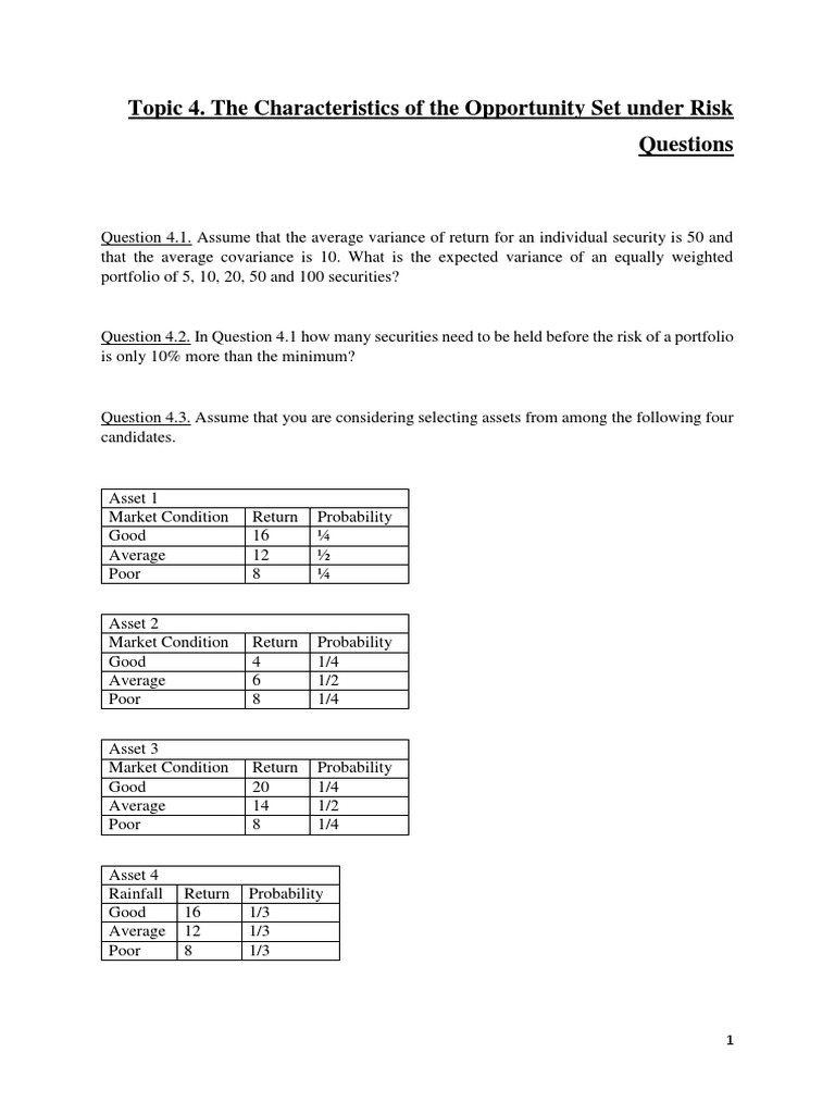 Portfolio Opportunity Set Analysis | PDF | Portfolio (Finance) | Variance