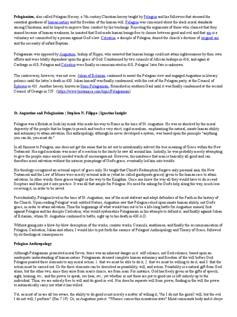 Pelagian Is M | PDF | Grace In Christianity | Augustine Of Hippo