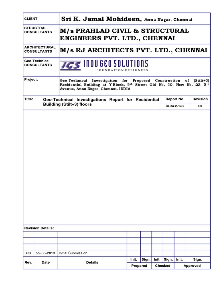 Complete GT Investigation Report Dt. 22.05.2013 | PDF | Geotechnical ...