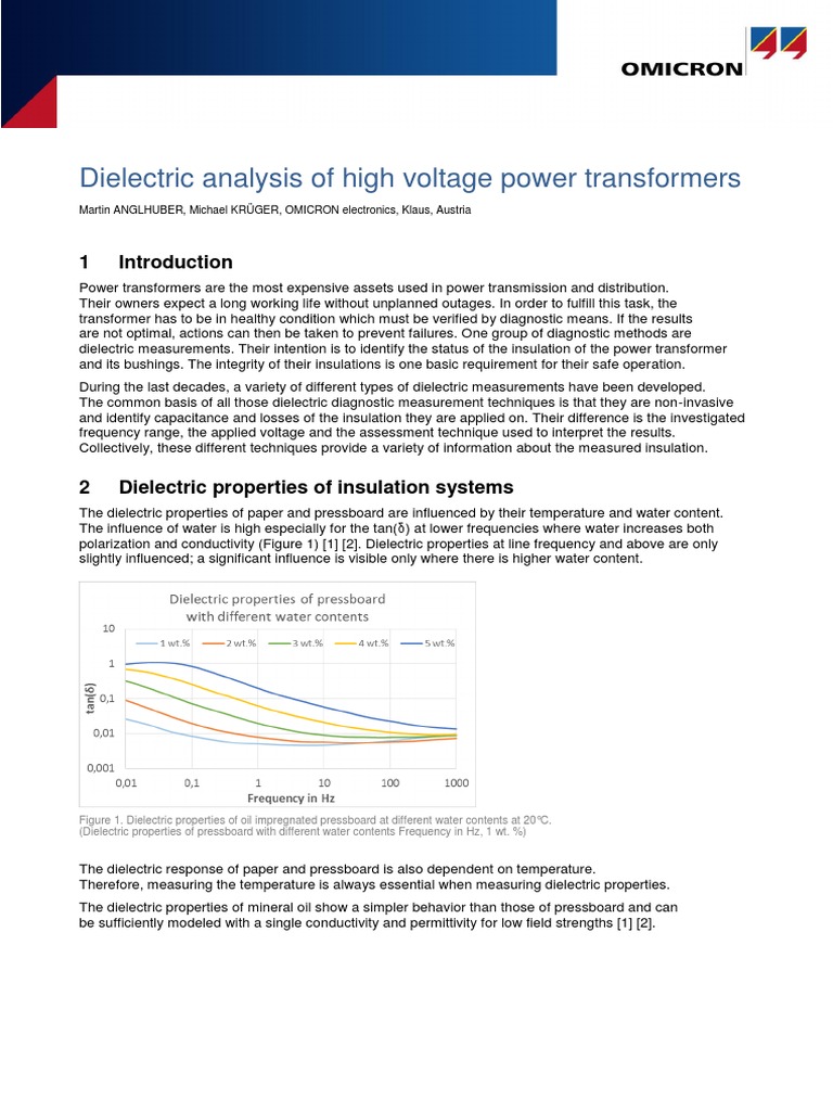 Dielectric Analysis of Power Transformers | PDF | Dielectric | Transformer