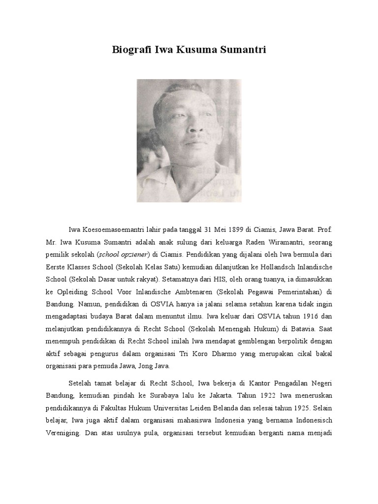 Biografi Iwa Kusuma Sumantri | PDF | Politik
