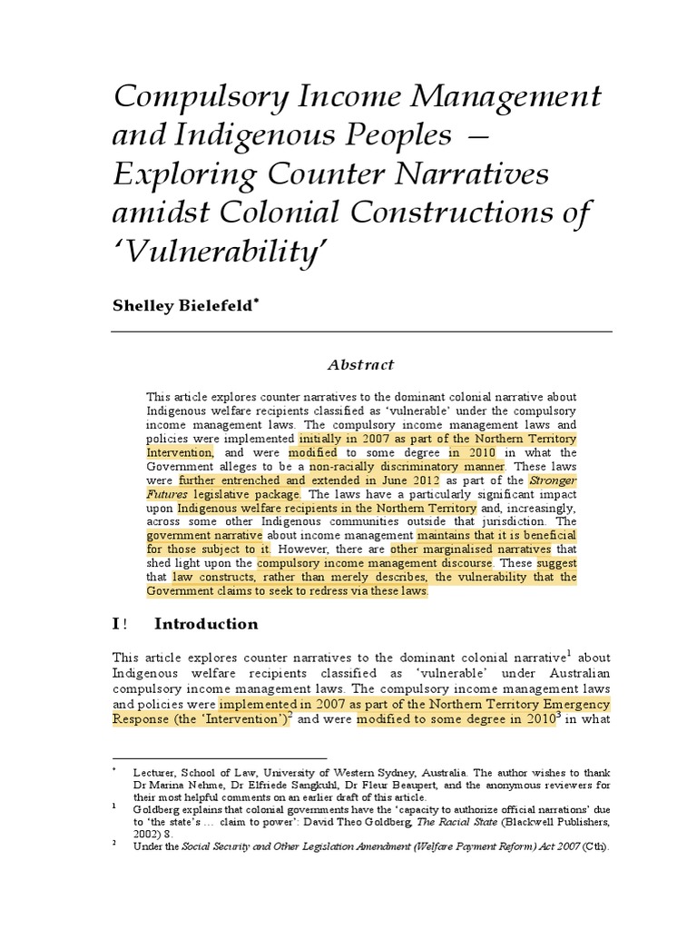 Compulsory Income Management and Indigenous Peoples - Exploring Counter ...