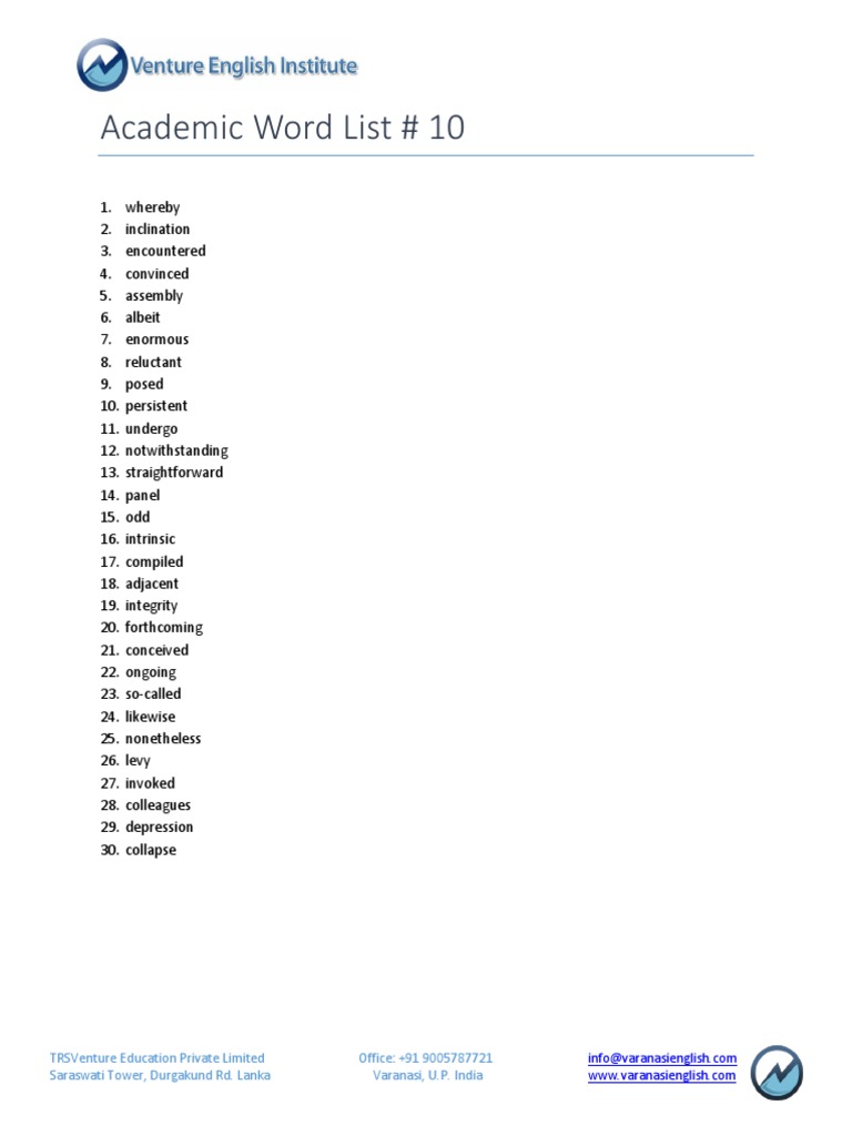 Academic Word List # 10