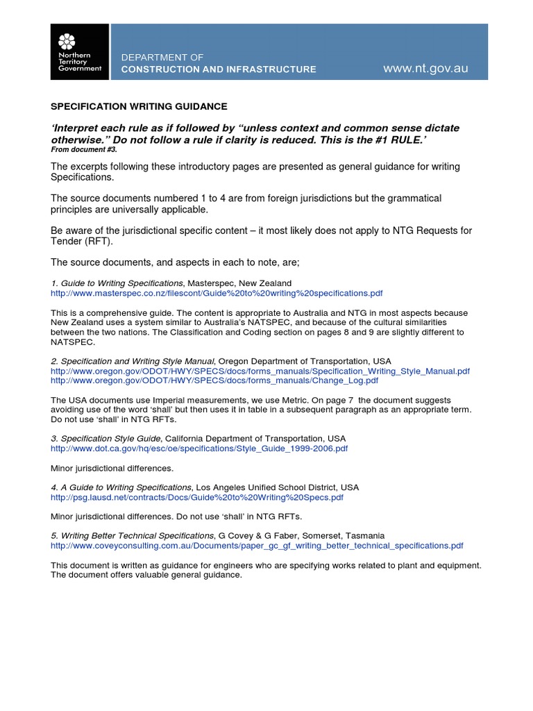 Writing Specification | Specification (Technical Standard) | General ...