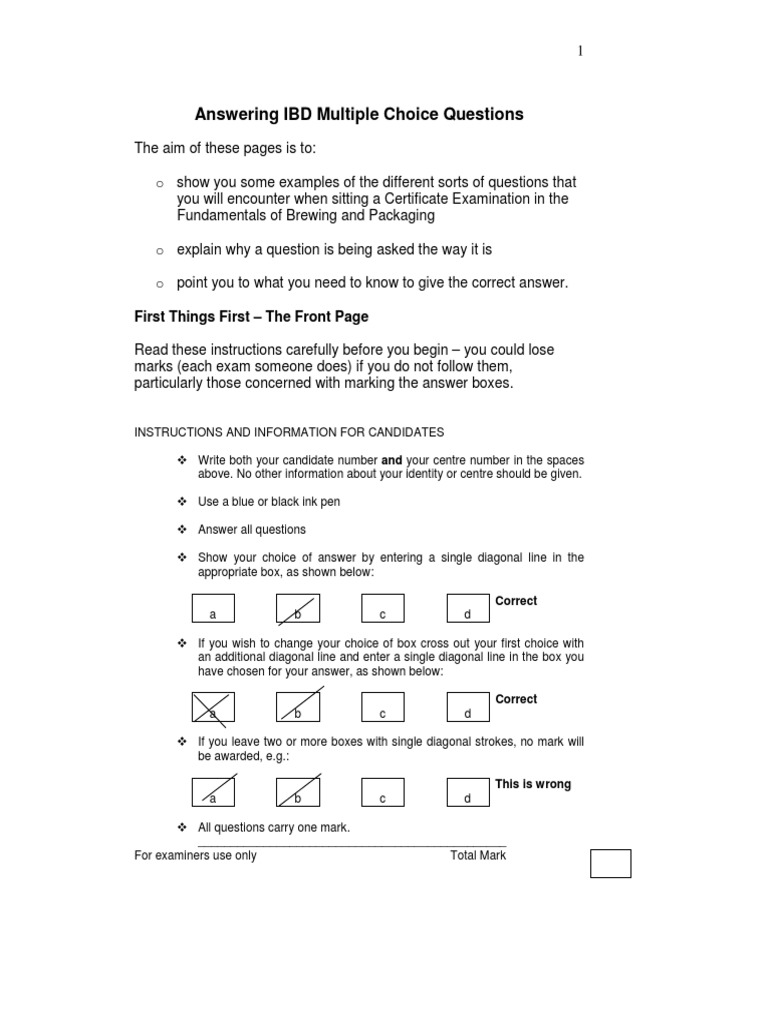 Answering IBD Multiple Choice Questions: First Things First - The Front ...