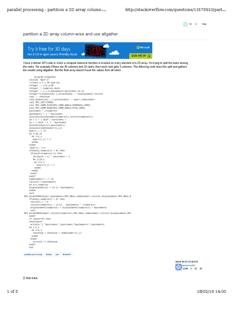 Partition A 2D Array Column-Wise and Use Allgather | PDF | Message ...