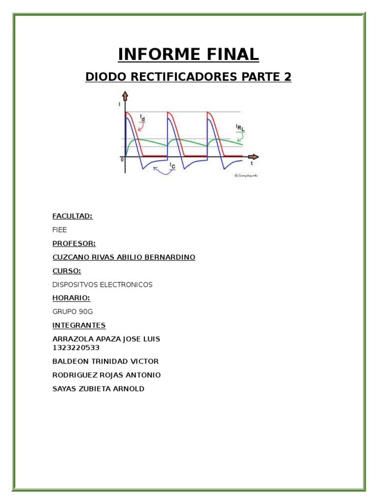 Informe Final de Diodo Rectificador 2 | PDF
