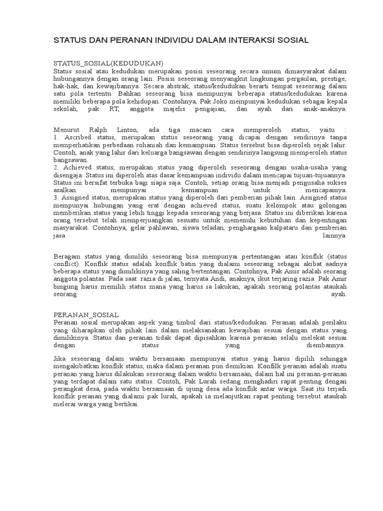 Status dan Peran Sosial | PDF