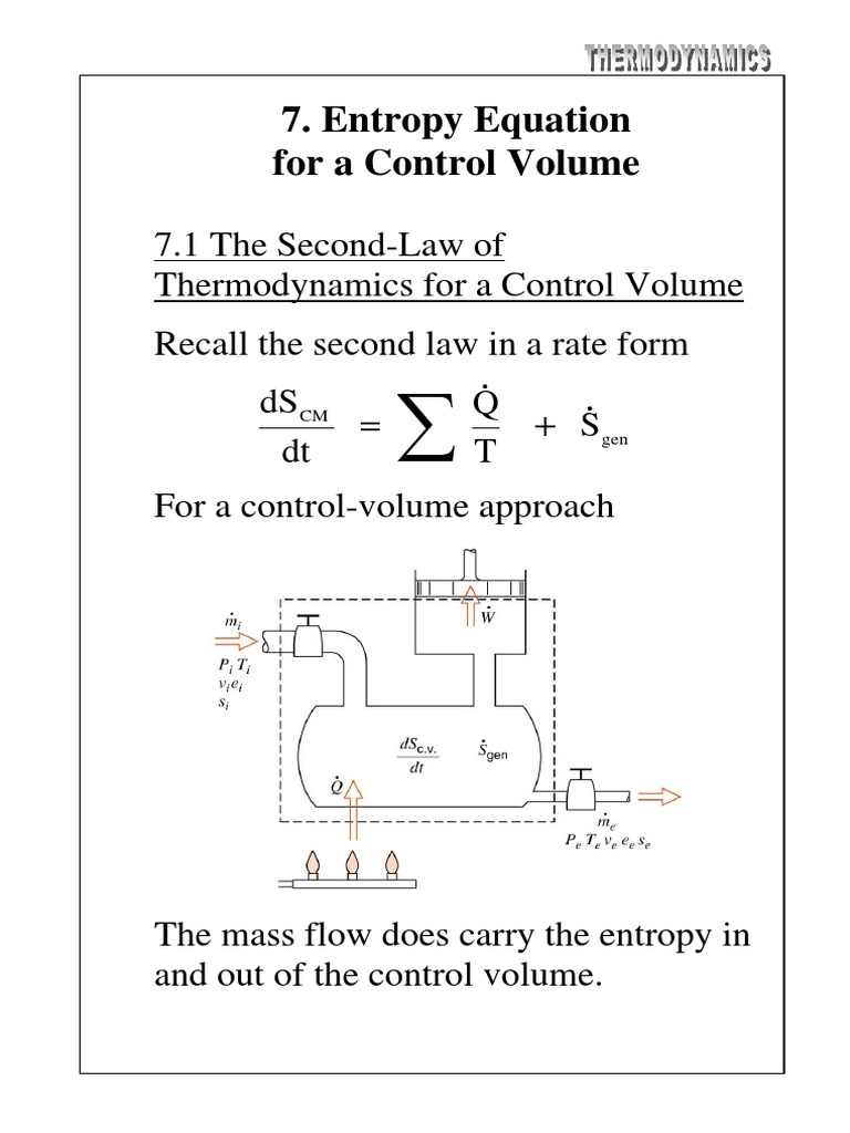 Entropy Equation For A Control Volume | PDF | Second Law Of ...