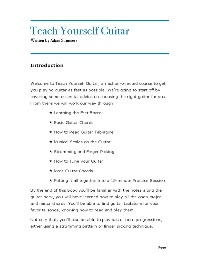 Teach Yourself Guitar: Written by Adam Summers | PDF