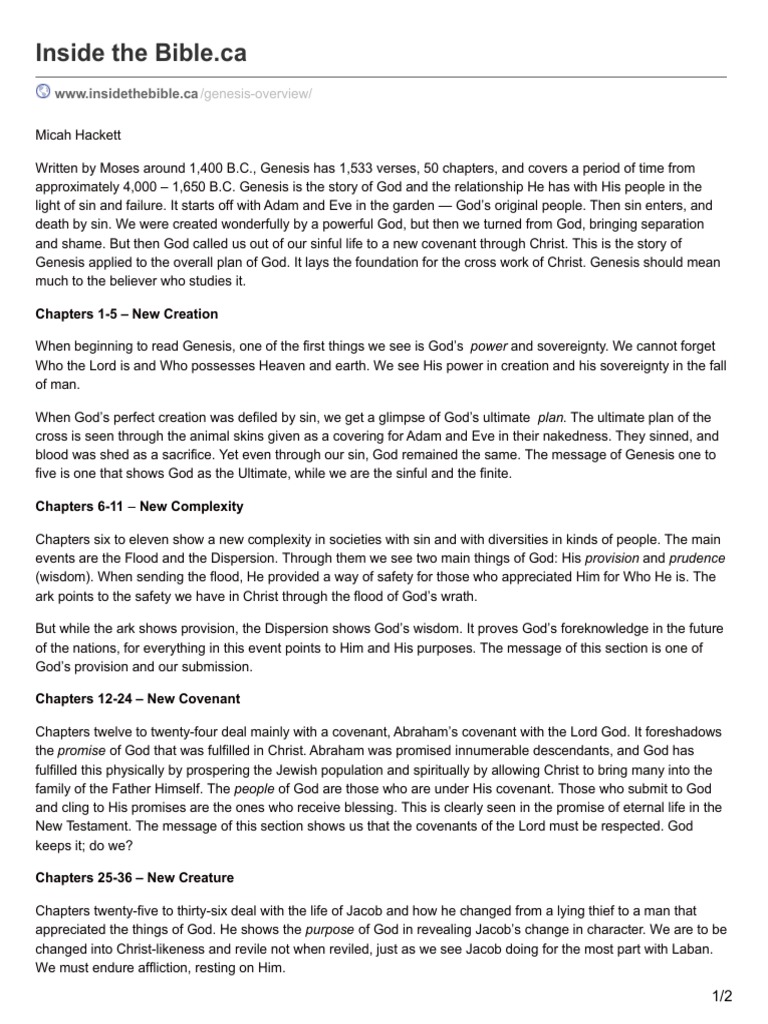 An Overview of Genesis PDF | PDF | Book Of Genesis | Covenant (Biblical)