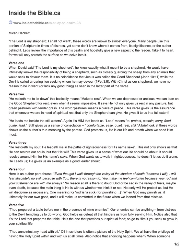 Psalm 23 PDF | PDF | Mercy | Shepherd