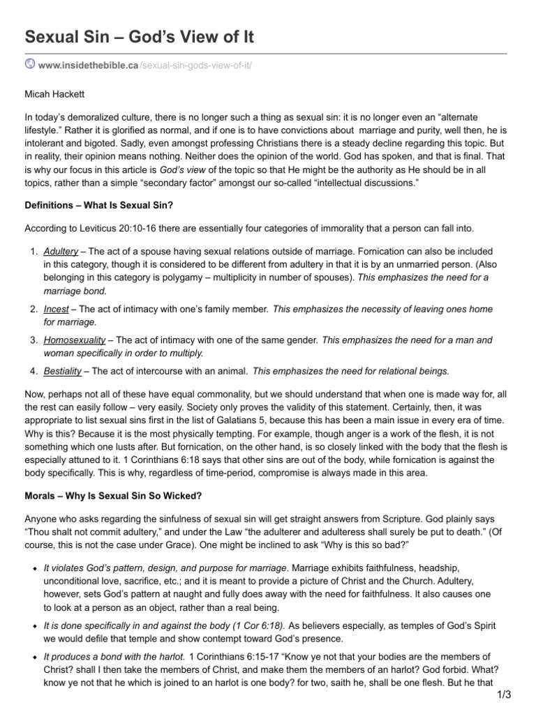 Sexual Sin - God's View of It PDF | PDF | Adultery | Marriage