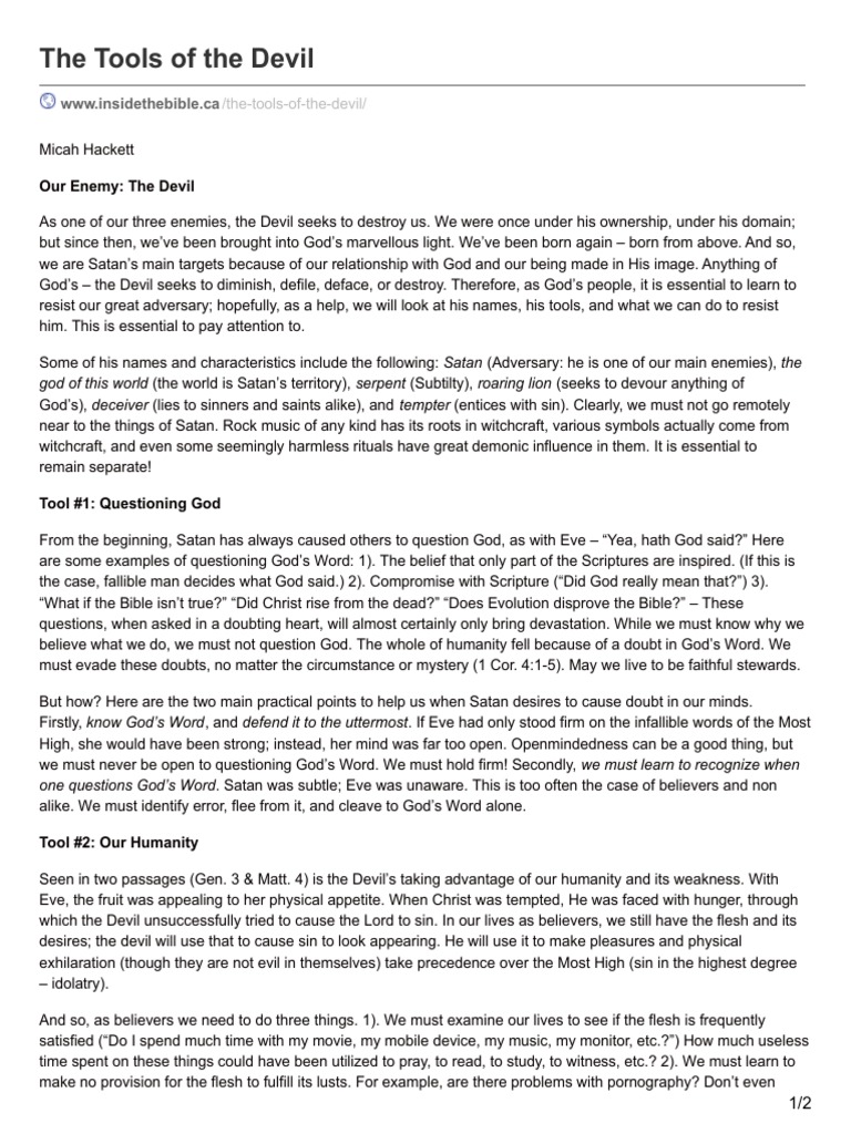 The Tools of The Devil PDF | PDF | Satan | Eve