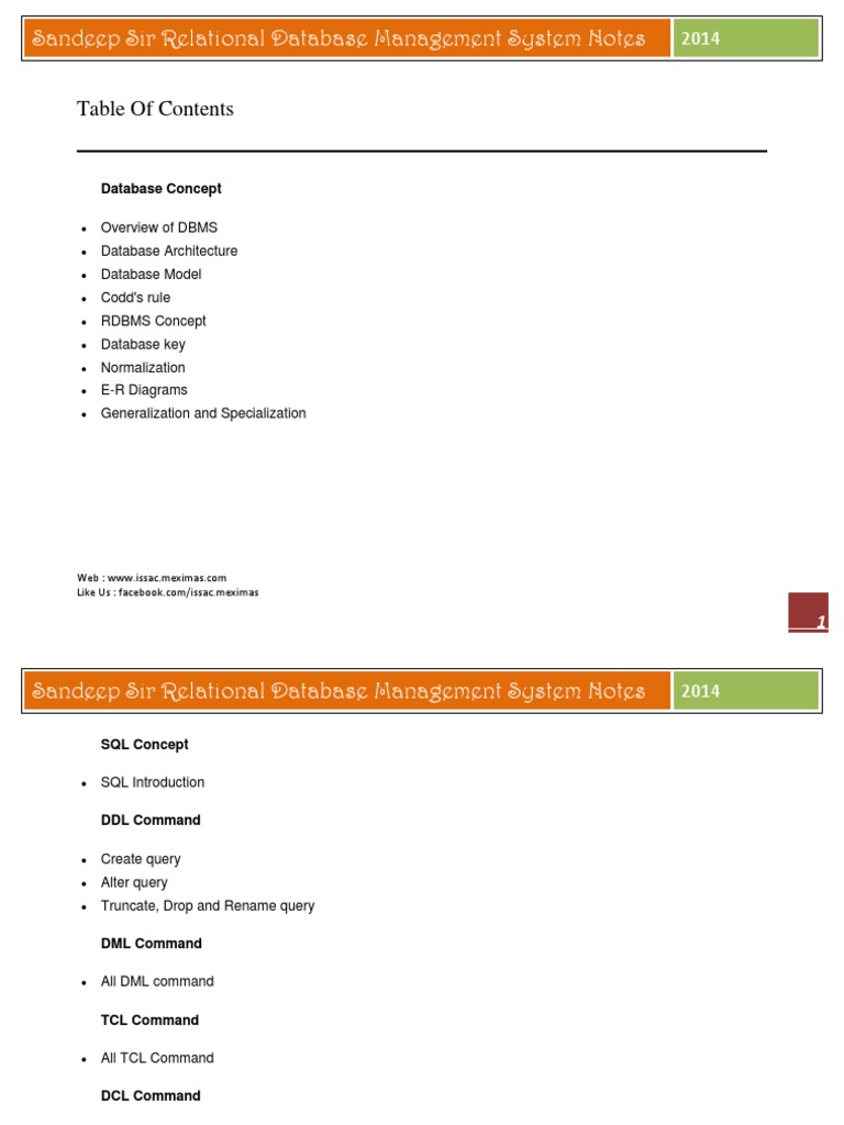 Sandeep RDBMS Notes | PDF | Relational Database | Sql Sandeep RDBMS Notes | PDF | Relational Database | Sql