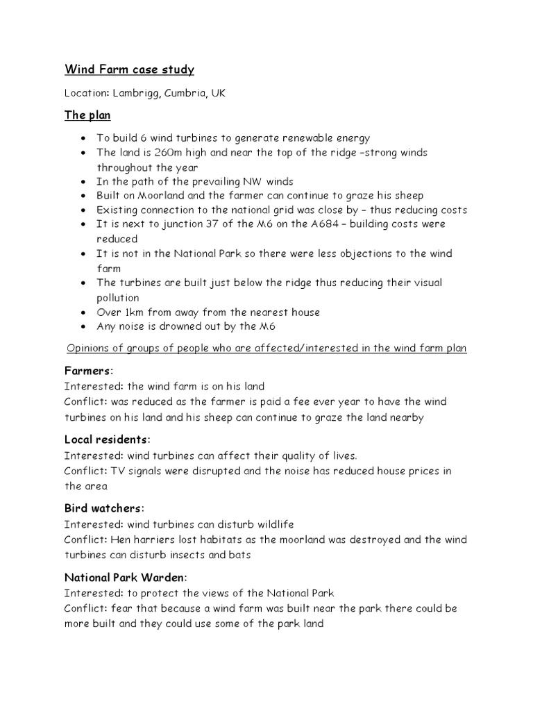 Wind Farm Case Study: The Plan | PDF