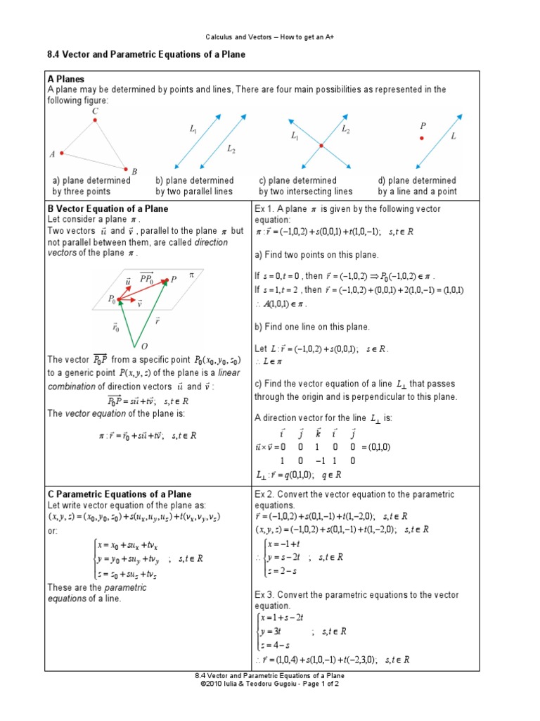 84 Vector and Parametric Equations of a Plane | Plane (Geometry ...