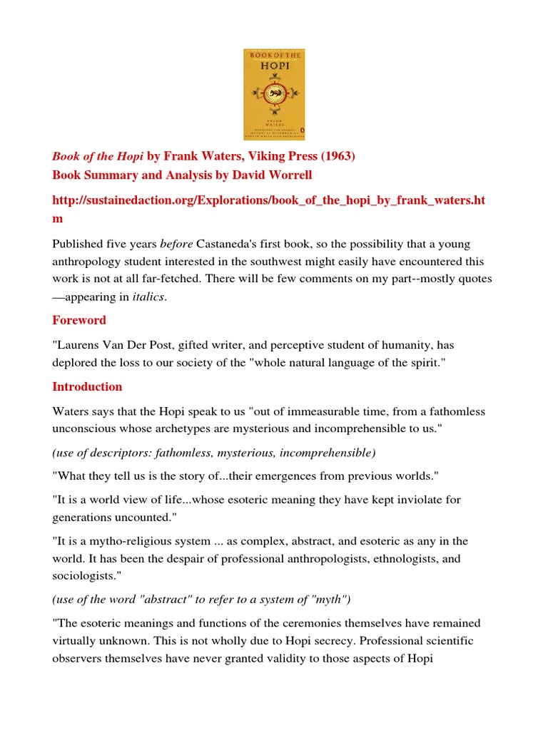 Summary of the Hopi Creation Myth | PDF | Anthropology | Rituals