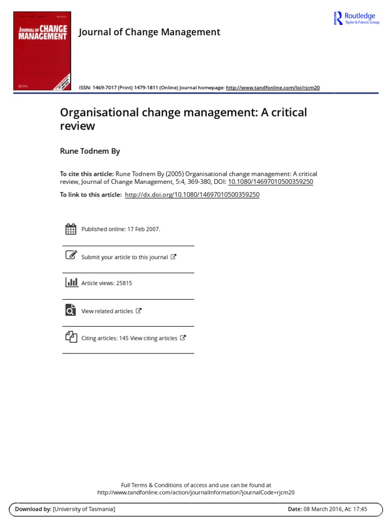 Organisational Change Management A Critical Review | PDF | Change ...