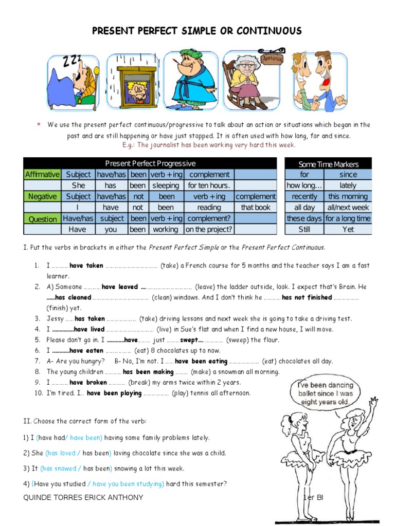 Present Perfect Vs Present Perfect Continuous Worksheet | PDF | Perfect ...