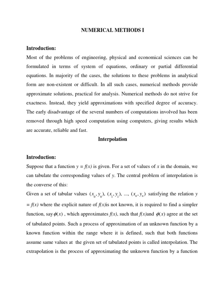 Numerical Methods I | PDF | Finite Difference | Integral
