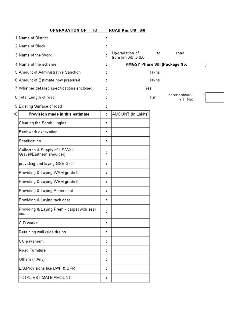 Checklist For PMGSY Road Works | PDF | Road Surface | Civil Engineering