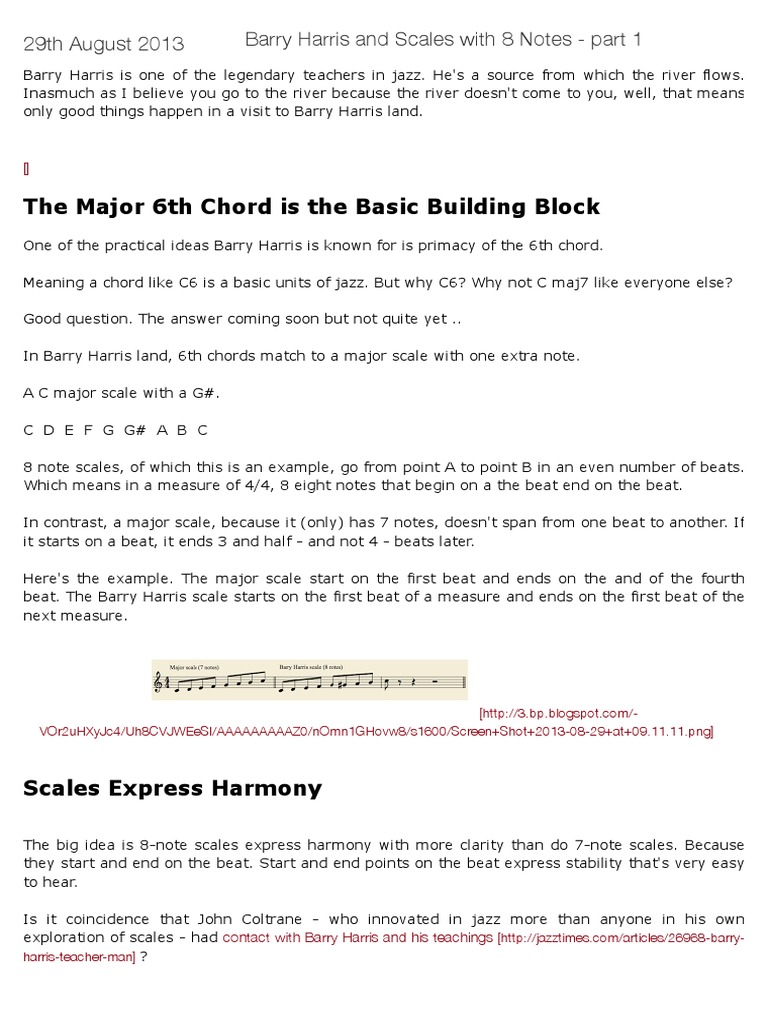 Barry Harris and Scales with 8 Notes - part 1 | The Improvised Line ...