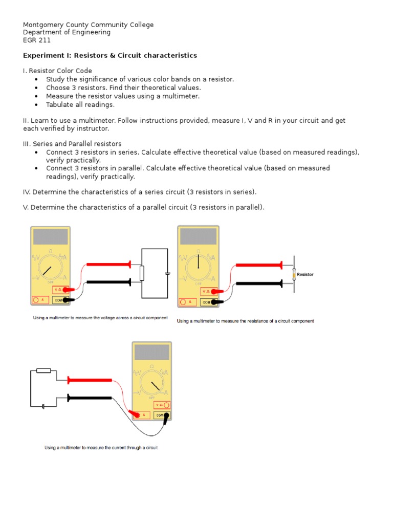 Experiment I: Resistors & Circuit Characteristics | PDF