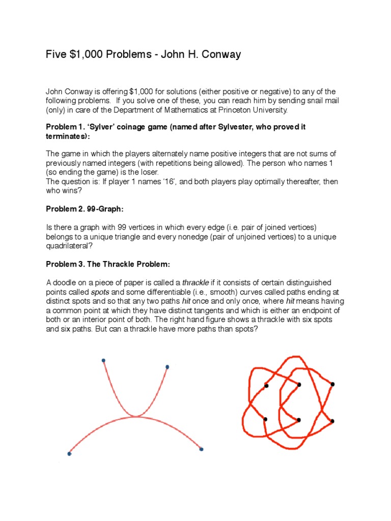 John Conway's $1,000 Math Challenges | PDF | Elementary Mathematics ...