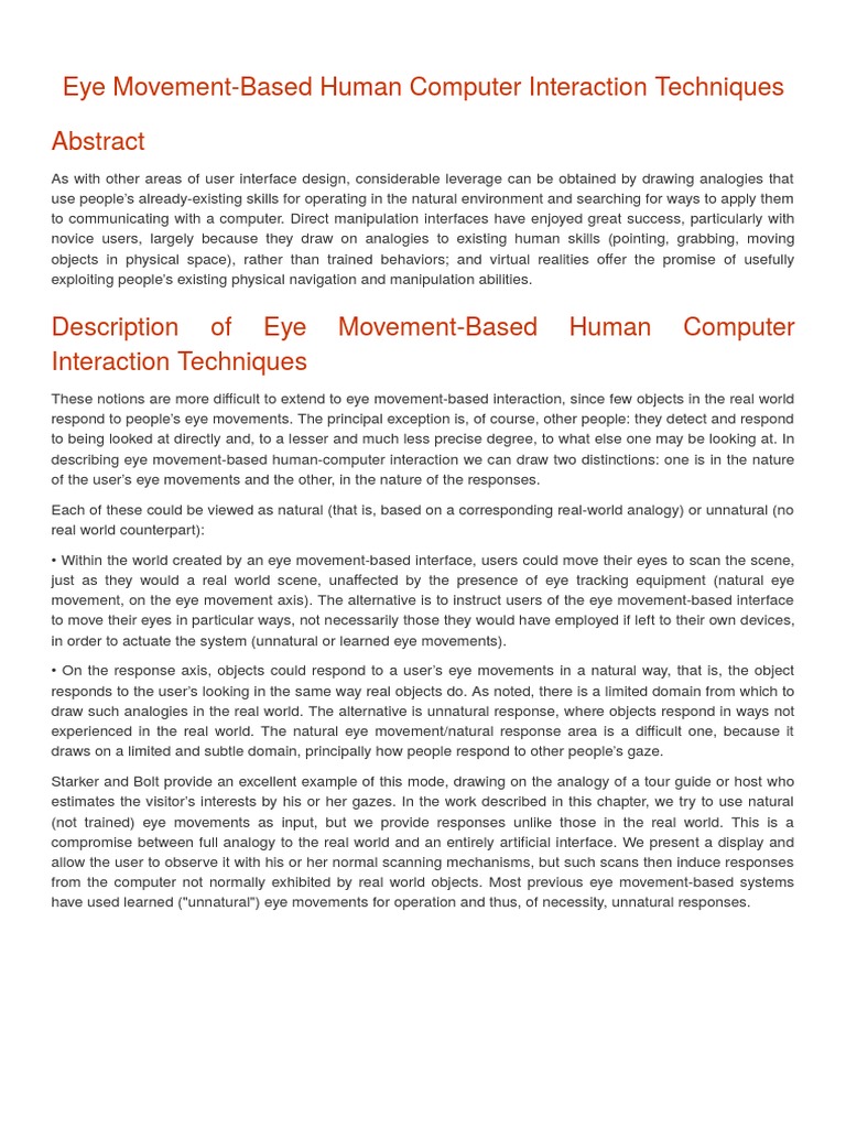 Eye Movement-Based Human Computer Interaction Techniques | PDF | Human–Computer Interaction ...