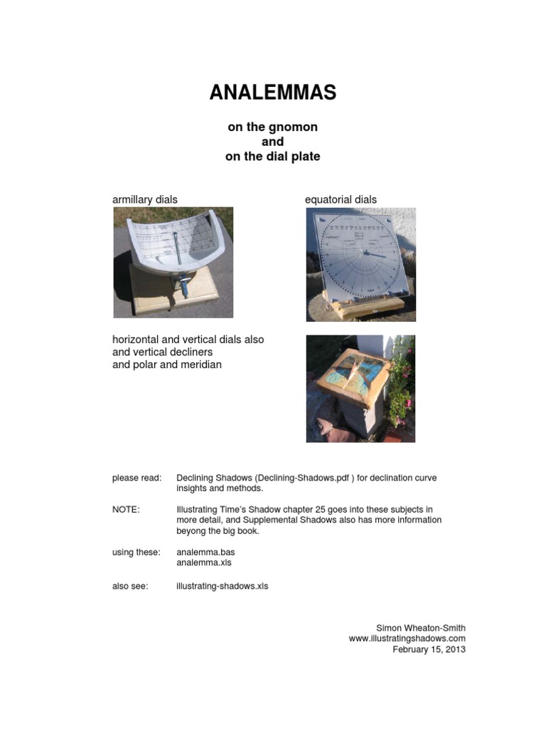 Analemma Sundial Design Guide | PDF | Latitude | Azimuth