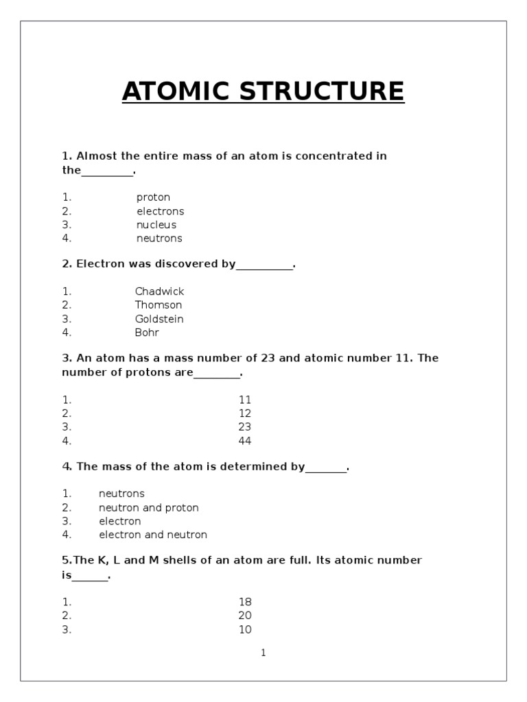 Understanding Atomic Structure Concepts | PDF